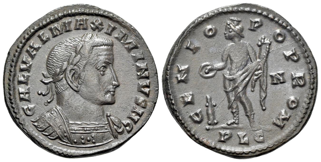 Maximinus II (305-313) Nummus. Lugdunum. R/ GENIO POPVLI ROMANI