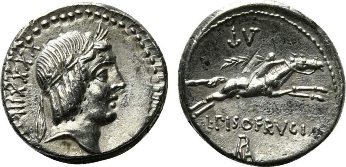 ROME REPUBLIC L. Calpurnius Piso Frugi, Rome, 90 BC. AR Denarius