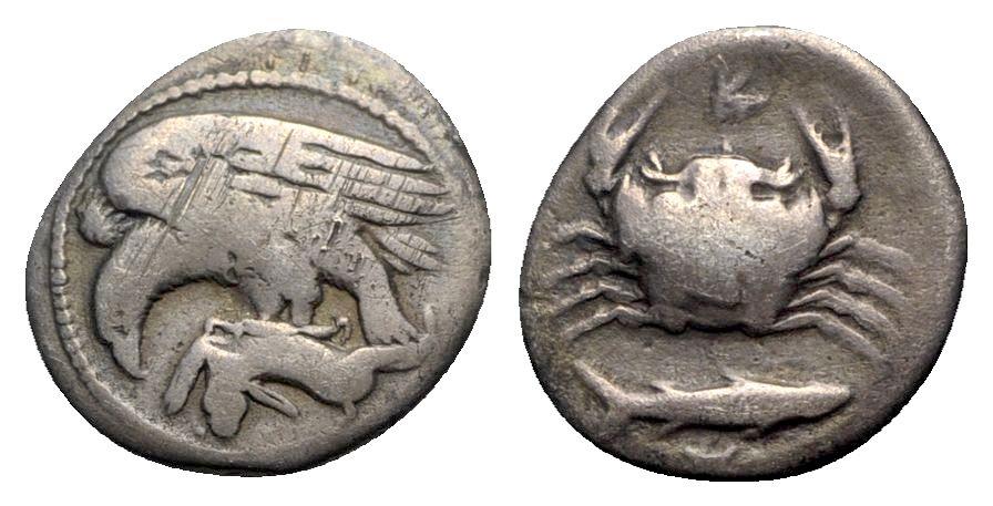 Sicily, Akragas, c. 420-410 BC. AR Hemidrachm | Greek Coins