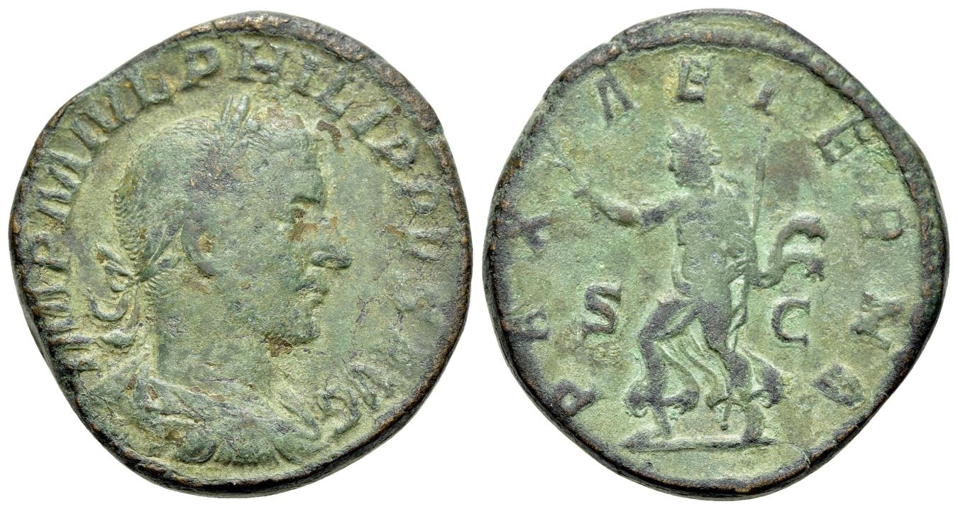 Philip I, 244-249. Sestertius, Rome. R/ PAX | Roman Imperial Coins