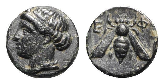 Ionia, Ephesos, c. 375 BC. Æ - Female head / Bee | Greek Coins