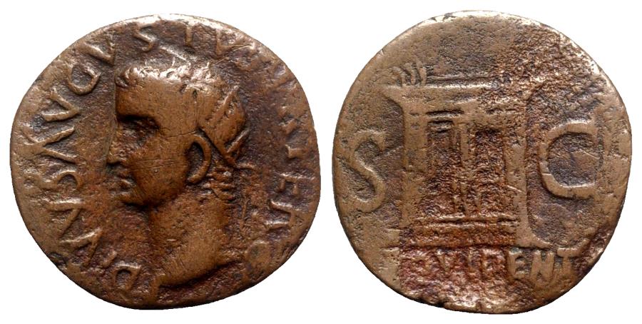 Divus Augustus (died AD 14). Æ As - Rome - R/ Altar | Roman Imperial Coins
