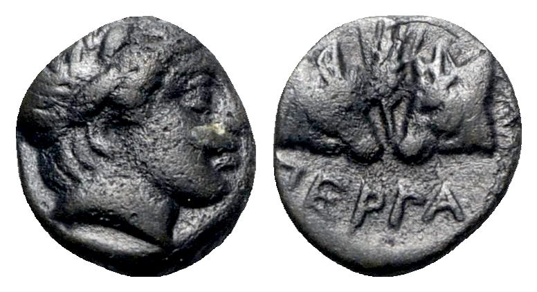 Mysia, Pergamon, c. 450 BC. Æ - Apollo / Bull heads | Greek Coins
