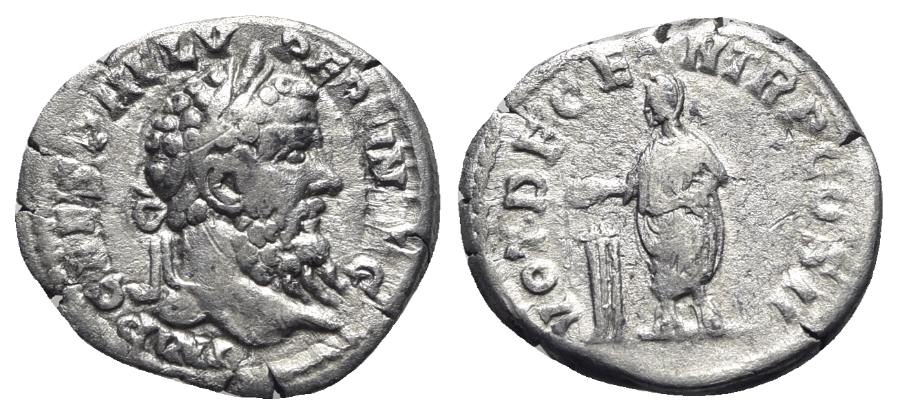 Pertinax (AD 193). AR Denarius. Rome, 1 January-28 March. R/ Pertinax standing