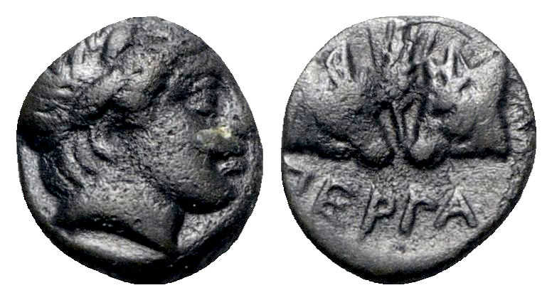 Mysia, Pergamon, c. 450 BC. Æ - Apollo / Bull heads | Greek Coins