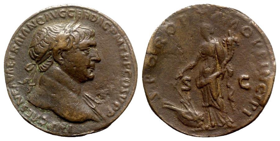 Trajan (98-117). Æ Sestertius - Rome - R/ Fortuna | Roman Imperial Coins
