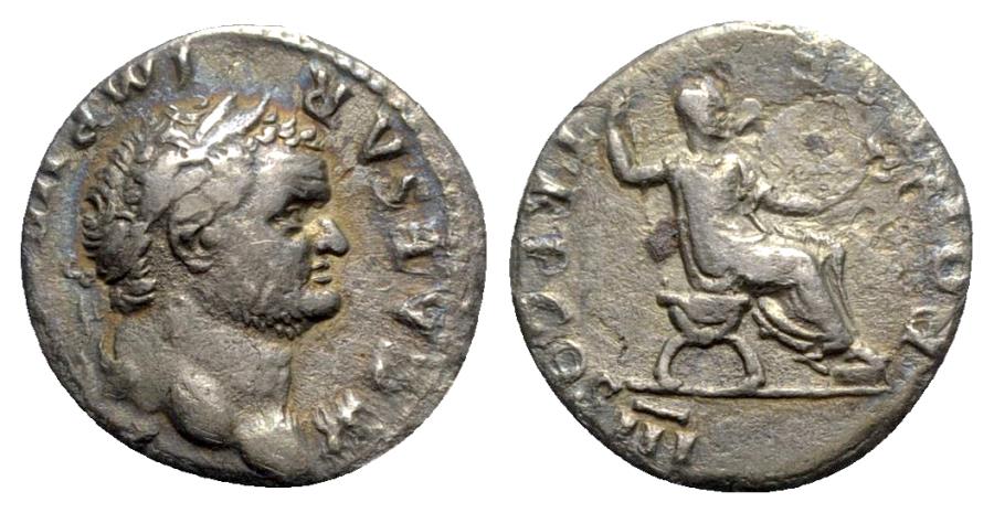 Titus (Caesar, 69-79). AR Denarius - Rome - R/ Emperor seated