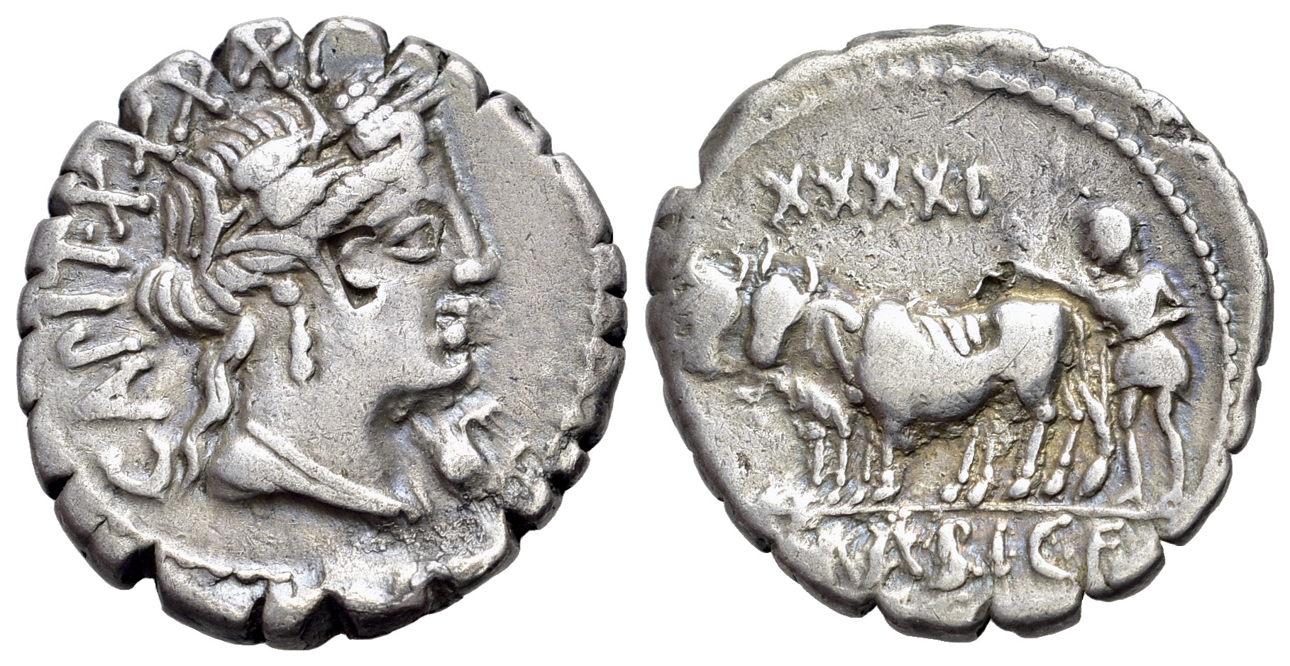 ROME REPUBLIC C. Marius C.f. Capito, Rome, 81 BC. AR Serrate Denarius