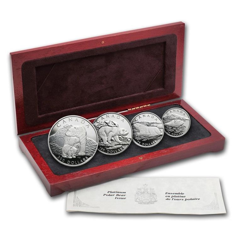 Canada 1990 Platinum 4 Coins Set Set Polar Bear With Box and COA 1.85 ...