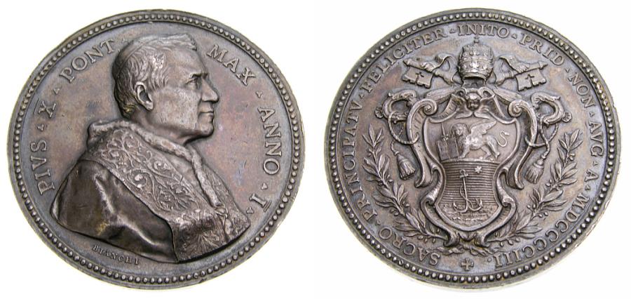 Papal States, Vatican, Pope Pius X, 1903-1914, Silver Medal (43 mm, 39. ...