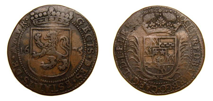 Netherlands 1675 CU Jeton, Prince De Barbancon Governer of Namur (1675 ...