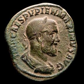 Pupienus as Maximus (238 A.D) bronze Sestertius. Minted in Rome. - PAX ...