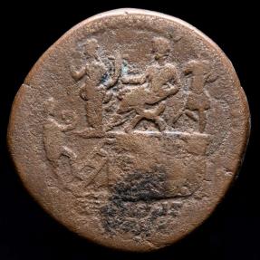 Commodus, Æ Sestertius. Rome, AD 181. - Commodus seated left on curule ...