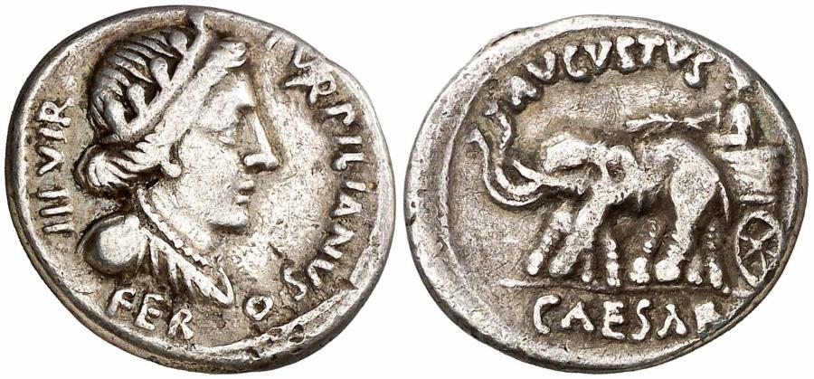 Augustus, AR Denarius. 19/18 BC., Rome. P. Petronius Turpilianus ...