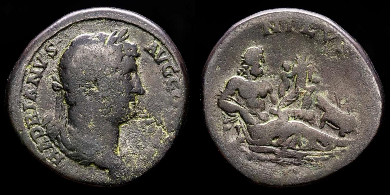 Hadrian (117-138 A.D.) AE Sestertius, Rome. - NILVS, SC, Nilus holding ...