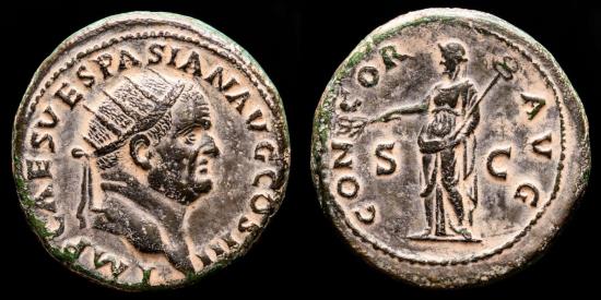 Vespasian (A.D. 69-79) Bronze Dupondius, Rome, A.D. 71. - CONCOR AVG ...