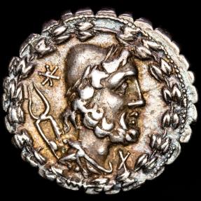 Roman Republic - Lucius Aurelius Cotta. Serrate silver denarius (3,94 g ...