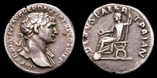 Trajan (98-117 A.d.) silver denarius. Rome 112/4 A.D. - DIVVS PATER ...