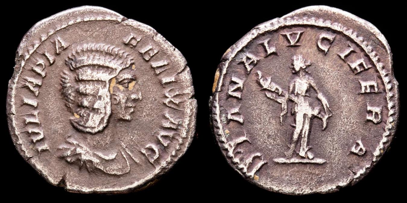 Julia Domna. Augusta, A.D. 193-217. Silver denarius. Rome. - DIANA ...