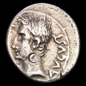 Augustus and P. Carisius, legatus pro praetore. Silver Denarius ...