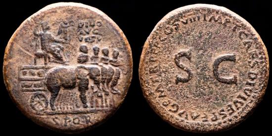 Divus Vespasian, under Titus, Bronze sestertius. Rome, AD 80-81. - DIVO ...