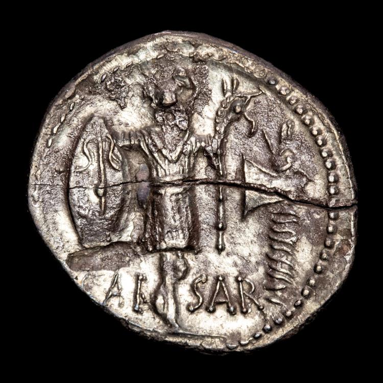Roman Empire - Julius Caesar. Silver denarius (47-48 BC). Military mint ...
