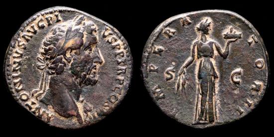 Antoninus Pius (138-161 A.D.). Bronze sestertius. Rome, 143-144 AD ...