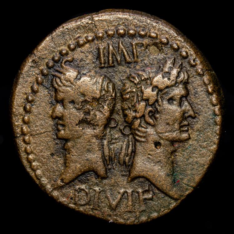 Augustus and Agrippa. AE Dupondius, Nemausus (Nimes), 10-14 AD. - COL ...