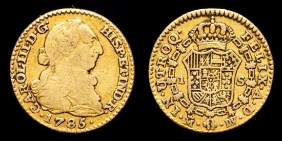 Spain - Carlos III (1759-1788) Gold Escudo 1785 - Madrid. D.V.