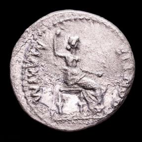 Tiberius, AD 14-37. Silver denarius. Lugdunum. - PONTIF MAXIM Livia ...