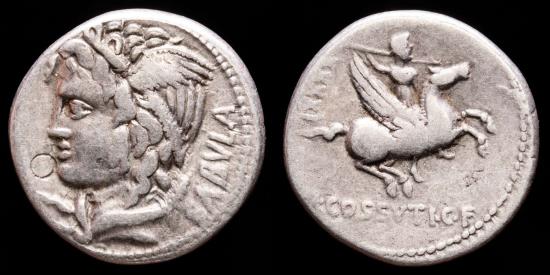 L. Cossutius C.f. Sabula, silver denarius, Rome in 74 B.C. - Medusa ...