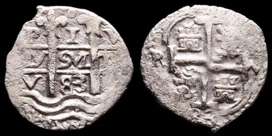 Carlos II (1665-1700), silver coin of 1 real macuquino type, Potosi ...