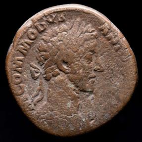 Commodus, Æ Sestertius. Rome, AD 181. - Commodus seated left on curule ...