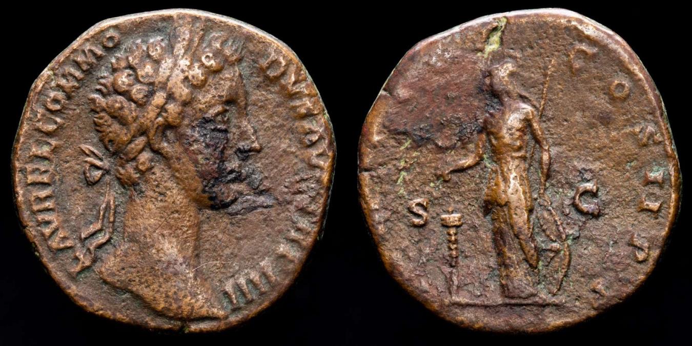 Commodus 180-192 A.D. Rome. Sestertius Æ. - IMP III COS II P P / S-C ...