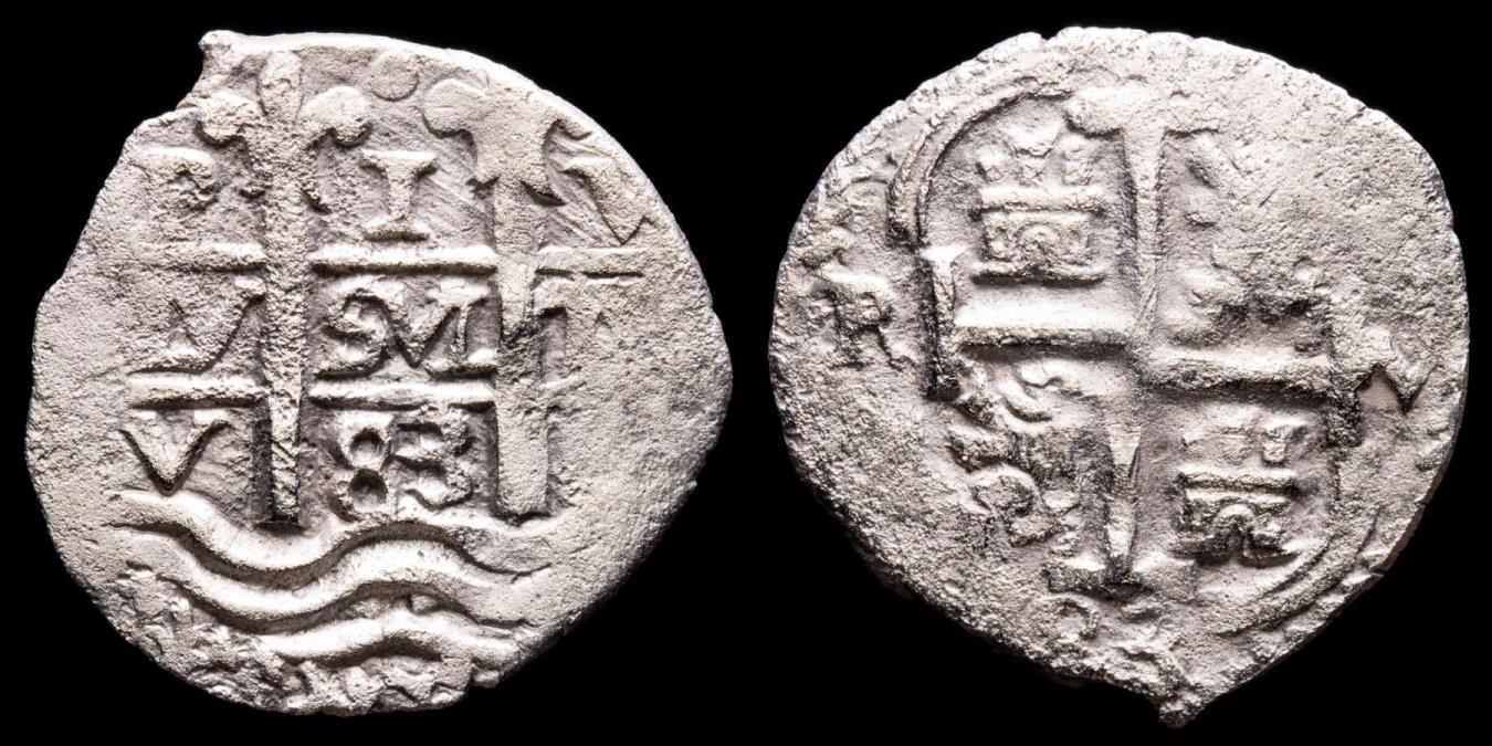 Carlos II (1665-1700), silver coin of 1 real macuquino type, Potosi ...