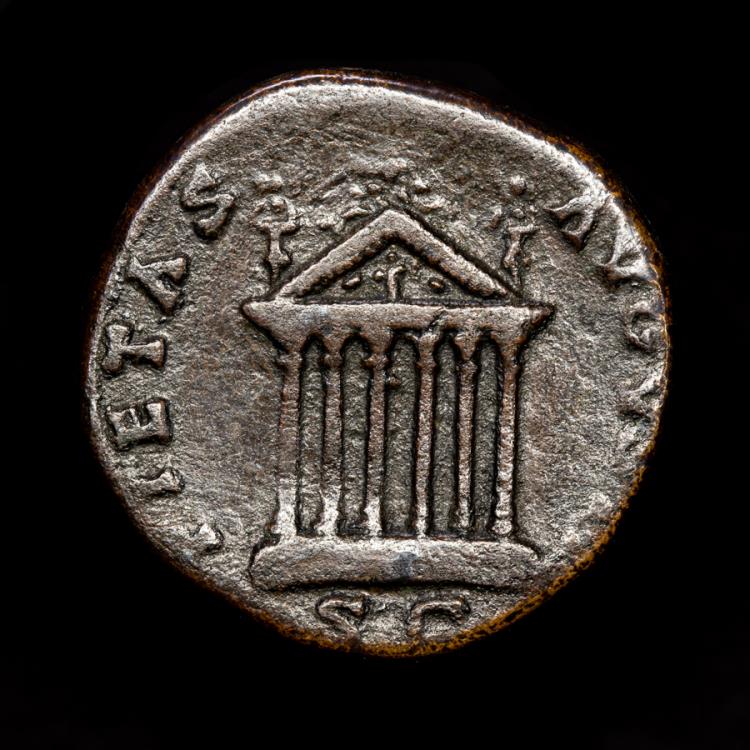 Roman Empire - Diva Faustina I, bronze sestertius. Struck under ...