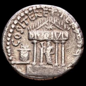 Octavian August (43-33 B.C.) Silver Denarius, Temple in honor of Julius ...