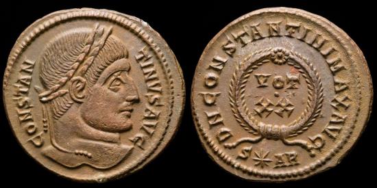 Constantine I (306-337 A.D.) Æ Bronze follis. Arles A.D. 321. - D N ...