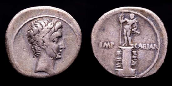 Octavian. Silver denarius. Italian mint (Rome?) 30-29 BC. - Rostral ...