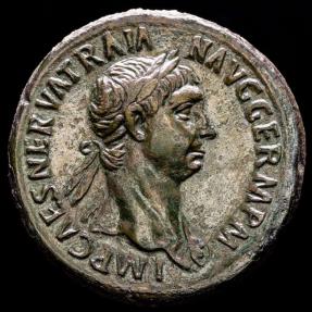 Trajan (98-117 A.D.). Bronze Sestertius. Rome 98-99 AD. - TR POT COS II ...