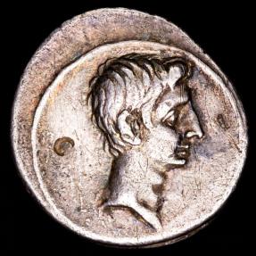 Octavian - Augustus. 29-27 B.C. - AR Denarius. - Octavian's Actian arch ...