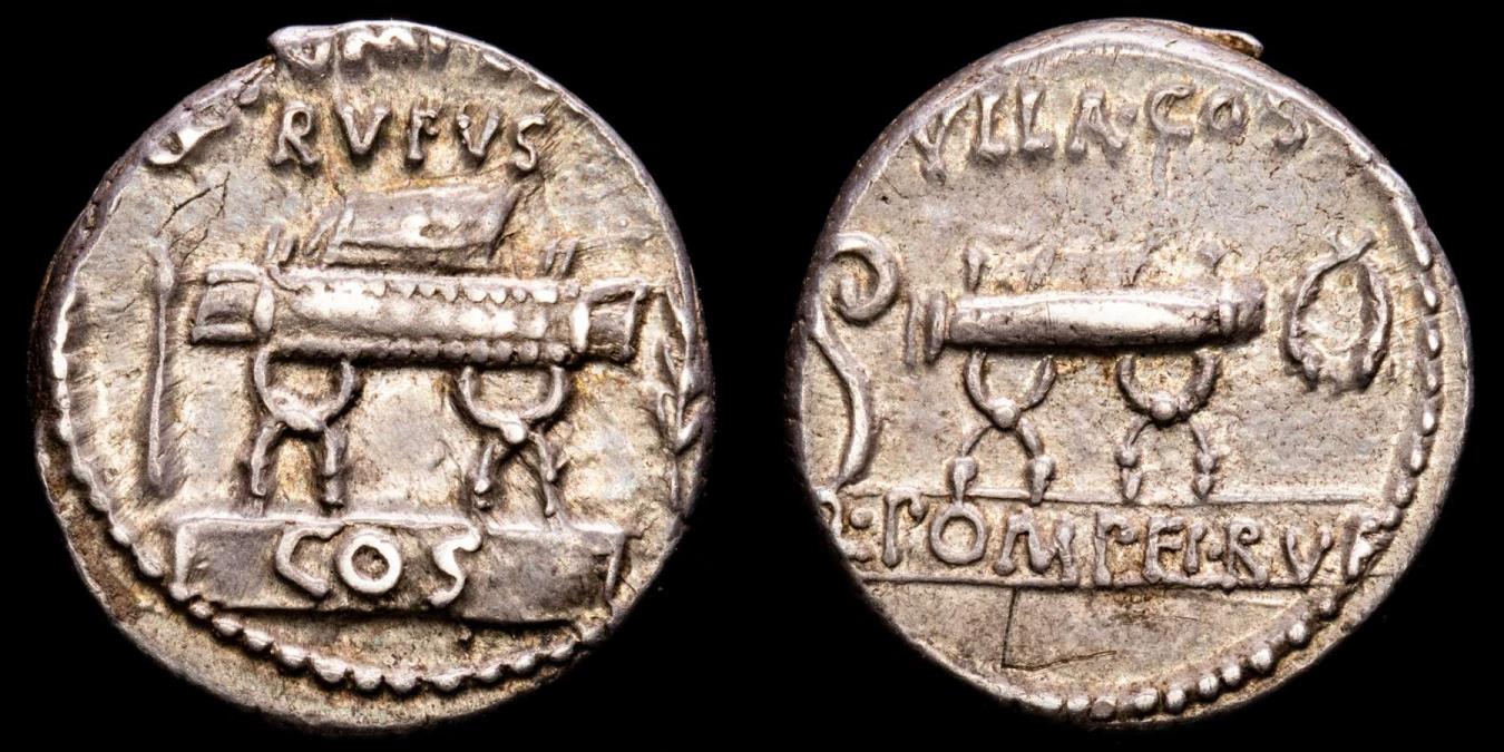 Q Pompeius Rufus. Silver denarius, Rome, 54 B.C. - SVLLA COS - Q POMPEI ...