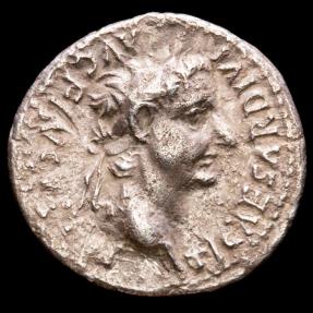 Tiberius (14-37 A.D.) Silver Denarius. Lugdunum. - PONTIF MAXIM (↺ ...