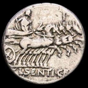 L. Sentius C.F. Silver denarius. Rome 101 B.C. - ARG PVB / Jupiter ...