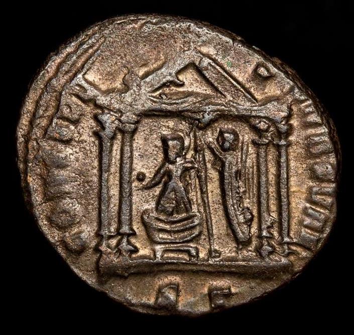 Maxentius. A.D. 306-312. Æ Bronze follis. Ticinum. CONSERV VRB SVAE ...