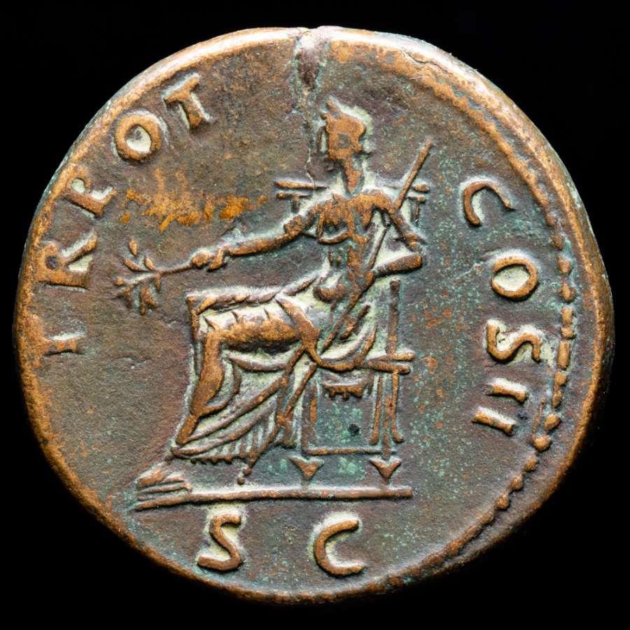 Trajan (98-117 A.D.). Bronze Sestertius. Rome 98-99 AD. - TR POT COS II ...