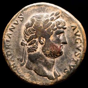 Hadrian. Bronze Sestertius, Rome ca. A.D. 124/8. COS III / SC. Hadrian ...