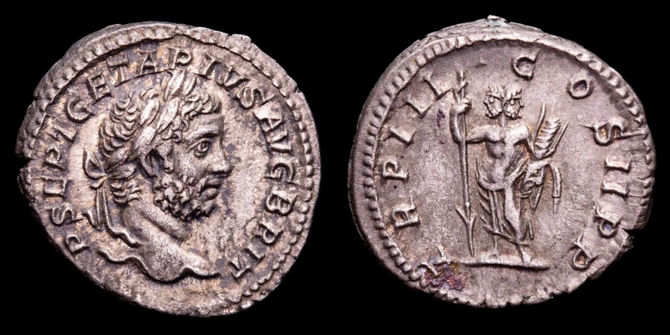 Geta (AD 198-211). Silver denarius Rome, 211 A.D. - TR P III COS II P P ...