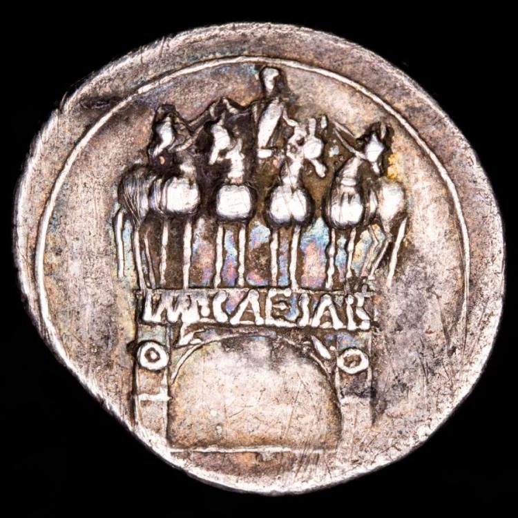 Octavian - Augustus. 29-27 B.C. - AR Denarius. - Octavian's Actian arch ...