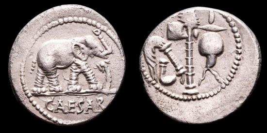 Julius Caesar. Silver denarius 49-48 B.C. Military mint. - Elephant ...